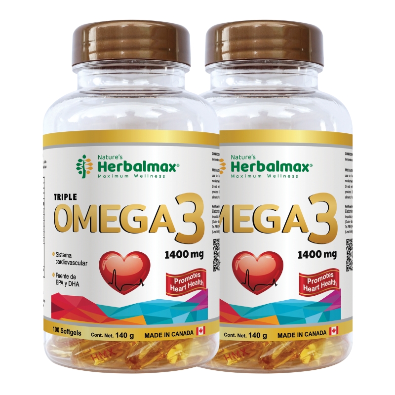 2 OMEGA 3 SOFTGELS 1400 mg ENVASE X 100 | Nature's Herbalmax